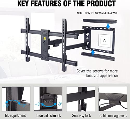 FORGING MOUNT Long Extension TV Mount Corner Wall Mount TV Bracket Full Motion with 30 inch Long Arm for Corner/Flat Installation fits 37 to 75" Flat/Curve TVs, VESA 600x400mm Holds up to 99lbs