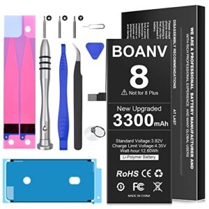 boanv battery for iphone 8 (upgraded version), ultra high capacity replacement new 0 cycle battery, with professional replacement electronic tool kits