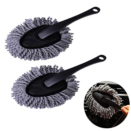 Emoly 2 Pack Super Soft Multi-Functional Car Dash Duster Interior & Exterior Cleaning Dirt Dust Clean Brush Dusting Tool Mop Gray Car Cleaning Products Tool (Gray)