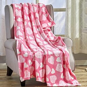 Amor Eterno Be Mine Love Collection Valentine's Day Heart Ultra Plush Throw Blanket (50" x 60") - Polka Dot Whimsical Hearts Fleece Blanket