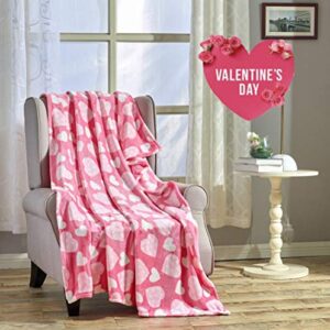 Amor Eterno Be Mine Love Collection Valentine's Day Heart Ultra Plush Throw Blanket (50" x 60") - Polka Dot Whimsical Hearts Fleece Blanket