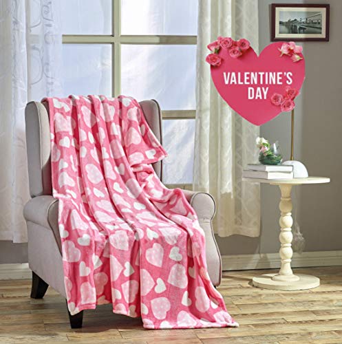 Amor Eterno Be Mine Love Collection Valentine's Day Heart Ultra Plush Throw Blanket (50" x 60") - Polka Dot Whimsical Hearts Fleece Blanket