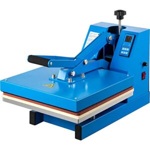 vevor heat press 15x15 inch heat press machine industrial quality power t shirt heat press sublimation machine clamshell heat press machine for t shirts (blue)