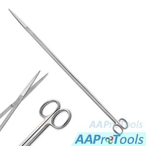 AAProTools Fish Aquarium Cleaner Kelly Scissors Straight 18" Extra Long Handle Sharp/Sharp Stainless Steel Instruments