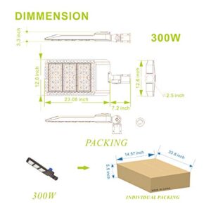 LED Parking Lot Lights 300W, Star Ever Lighting Waterproof IP65 LED Shoebox Area Light with Dusk to Dawn Photocell - 5000K 1000W Equivalent - Knuckle Slipfitter Mount - 40000 LM