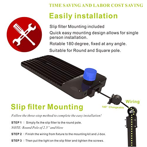 LED Parking Lot Lights 300W, Star Ever Lighting Waterproof IP65 LED Shoebox Area Light with Dusk to Dawn Photocell - 5000K 1000W Equivalent - Knuckle Slipfitter Mount - 40000 LM