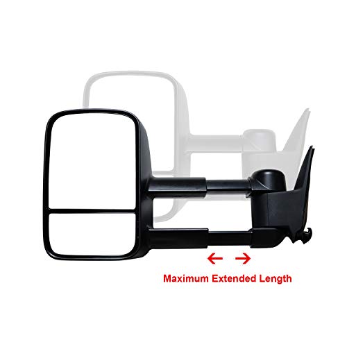 AERDM Towing Mirrors Manual Operated Textured Black Telescoping fit 1988-1998 Chevy GMC Exterior Accessories Mirrors fit C1500 C2500 C3500 K1500 K2500 K3500