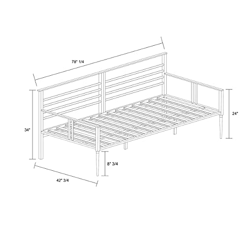 Walker Edison Mid Century Modern Wood Spindle Daybed Headboard Footboard Bed Frame Bedroom, Twin, Caramel