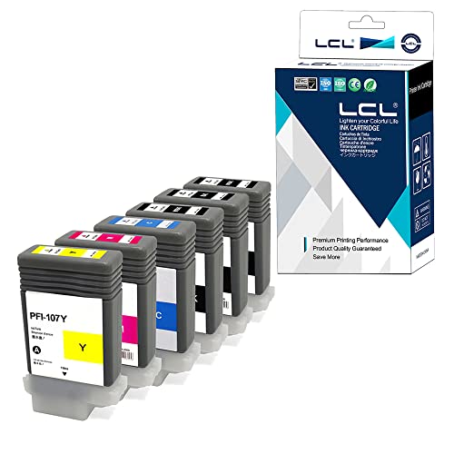 LCL Compatible Ink Cartridge Replacement for Canon PFI107 PFI-107 PFI-107MBK PFI-107BK PFI-107C PFI-107M PFI-107Y 6704B001 6705B001 6706B001 6707B001 6708B001 (6-Pack KCMY2MBK)