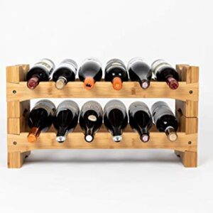 Vistal Stackable Wine Rack | Modern Countertop Bottle Storage | Freestanding Wine Organizer | Custom Design | Solid Wood