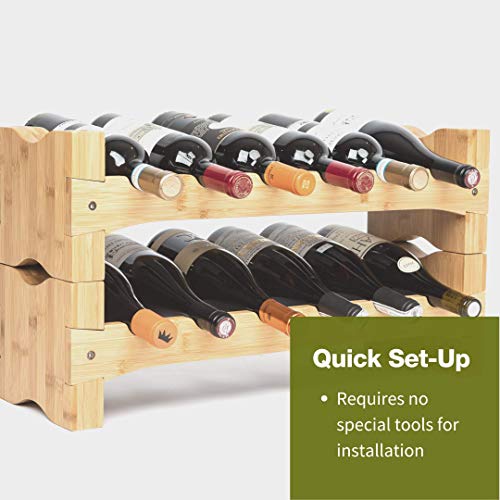 Vistal Stackable Wine Rack | Modern Countertop Bottle Storage | Freestanding Wine Organizer | Custom Design | Solid Wood