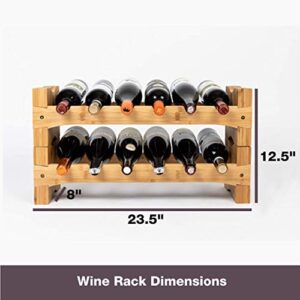 Vistal Stackable Wine Rack | Modern Countertop Bottle Storage | Freestanding Wine Organizer | Custom Design | Solid Wood