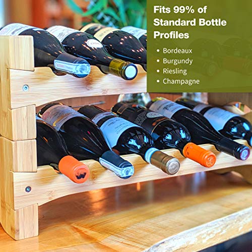 Vistal Stackable Wine Rack | Modern Countertop Bottle Storage | Freestanding Wine Organizer | Custom Design | Solid Wood