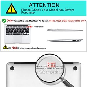 MOSISO Compatible with MacBook Air 13 inch Case (A1369 A1466, Older Version 2010-2017 Release), Plastic Watercolor Marble Hard Shell Case & Keyboard Cover & Screen Protector & Pouch, Blue