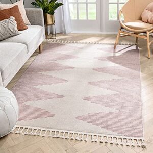 well woven zella blush tribal diamond medallion area rug (5'3" x 7'3")