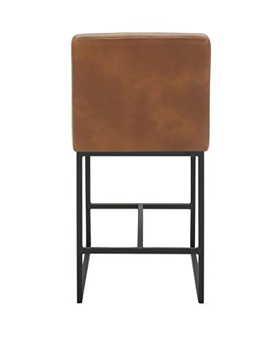 Amazon Brand – Rivet Decatur Modern Faux Leather Kitchen Counter-Height Stool, 37"H, Tan Brown