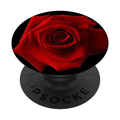 Cellphone Pop Out Holder Red Rose Flower Design Floral Black PopSockets PopGrip: Swappable Grip for Phones & Tablets