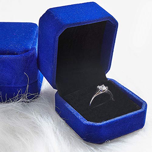 BENECREAT 10 Pack Velvet Ring Earring Box Gift Jewelry Box for Mother's Day, Engagement, Wedding Gift Favor- Royal Blue