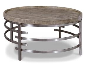 signature design by ashley zinelli contemporary coffee table with tray-style top and chrome base, gray