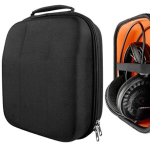 geekria shield headphones case compatible with audio-technica ath-ad900x, ath-ag1x, ath-ad500x, ath-r70x case, replacement hard shell travel carrying bag with cable storage (black)