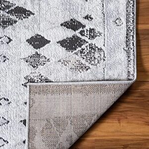 Rugs.com Leipzig Collection Area Rug – 4' x 6' Gray Low-Pile Rug Perfect for Entryways, Kitchens, Breakfast Nooks, Accent Pieces