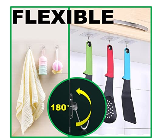 33lbs Adhesive Sticky Hooks for Hanging on Wall or Ceiling, Heavy Duty, Traceless, No Damage(10pcs)