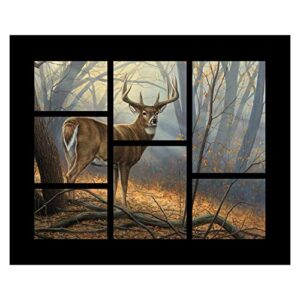 wild wings field day deer 36" panel brown, fabric