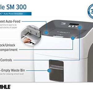 Dahle ShredMATIC SM 300 Auto-Feed Paper Shredder, 300 Sheet Locking bin, Oil-Free, Jam Protection, Security Level P-4, 3-5 Users