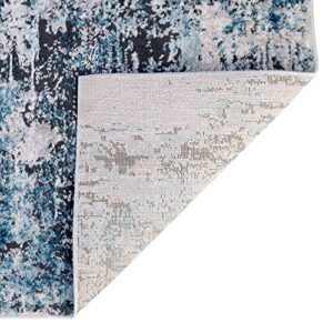 Rugs.com Leipzig Collection Area Rug – 5X8 Blue Low-Pile Rug Perfect for Bedrooms, Dining Rooms, Living Rooms