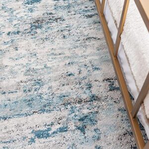 Rugs.com Leipzig Collection Area Rug – 5X8 Blue Low-Pile Rug Perfect for Bedrooms, Dining Rooms, Living Rooms