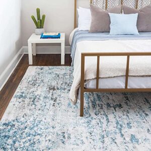 Rugs.com Leipzig Collection Area Rug – 5X8 Blue Low-Pile Rug Perfect for Bedrooms, Dining Rooms, Living Rooms