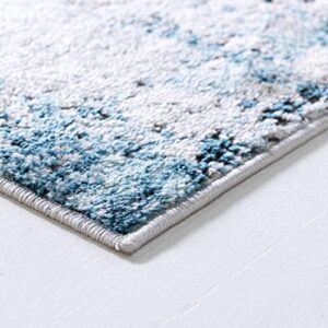 Rugs.com Leipzig Collection Area Rug – 5X8 Blue Low-Pile Rug Perfect for Bedrooms, Dining Rooms, Living Rooms