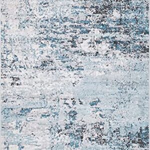 Rugs.com Leipzig Collection Area Rug – 5X8 Blue Low-Pile Rug Perfect for Bedrooms, Dining Rooms, Living Rooms