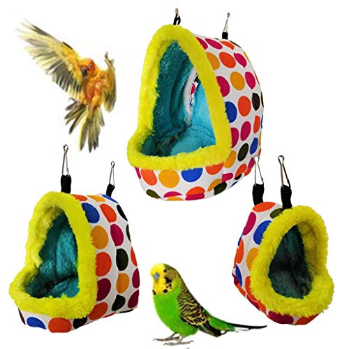 LANGMAN Parrot Perch Tents,Winter Warm Bird Nest House Plush Hammock Hanging Cave Happy Hut Hideaway (S)