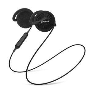 koss ksc35 wireless bluetooth ear clip headphones, in-line microphone with remote, 6+ hour battery life, black