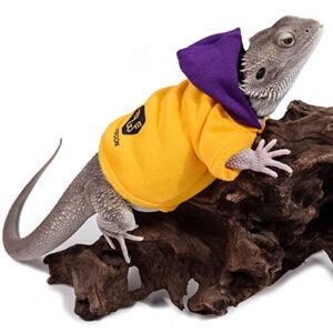 watfoon bearded dragon clothes tank accessories costume reptile hoodies apparel handmade velcro warm coat jacket for skin protection photo party lizard small animal gecko chameleon (l, purple/yellow)