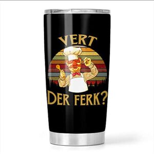 funny vintage sunset swedish chef vert der ferk? stainless steel tumbler 20oz travel mug