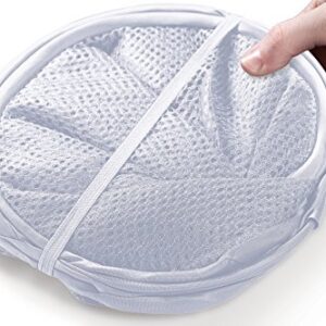 Popup Laundry Basket, Two Compartments - Durable Mesh Material, Folds for Storage, Easy Carry Handles. Folding Pop-Up Laundry Basket Bins are Great for College Dorm Laundry Room or Travel. (White)