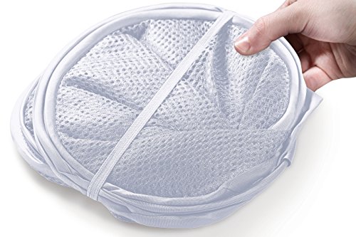 Popup Laundry Basket, Two Compartments - Durable Mesh Material, Folds for Storage, Easy Carry Handles. Folding Pop-Up Laundry Basket Bins are Great for College Dorm Laundry Room or Travel. (White)