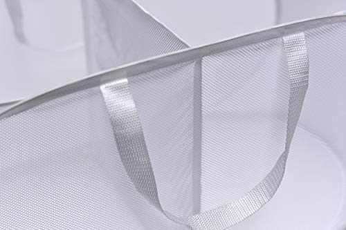 Popup Laundry Basket, Two Compartments - Durable Mesh Material, Folds for Storage, Easy Carry Handles. Folding Pop-Up Laundry Basket Bins are Great for College Dorm Laundry Room or Travel. (White)