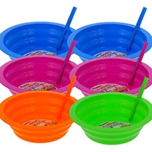 Arrow Home Products Sip-A-Bowl Set, 22oz, 6pk - BPA Free Straw Bowls for Kids To Sip Up Every Drop Without the Mess -Made in the USA, Great for Cereal, Ice Cream, Soup, Milk-Blue, Pink, Green, Orange