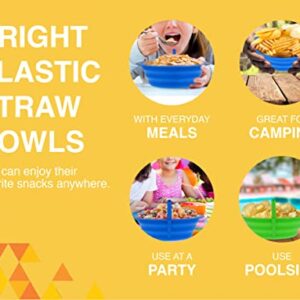 Arrow Home Products Sip-A-Bowl Set, 22oz, 6pk - BPA Free Straw Bowls for Kids To Sip Up Every Drop Without the Mess -Made in the USA, Great for Cereal, Ice Cream, Soup, Milk-Blue, Pink, Green, Orange