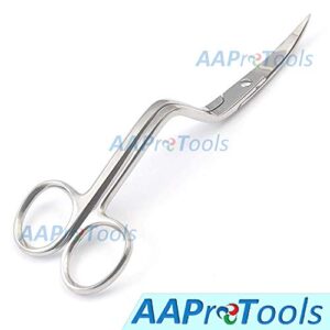 AAProTools 6 inch Stainless Steel Applique Duckbill Scissors Blade with Offset Handle & 6 inch Machine Embroidery Double Curved Scissors Bundle