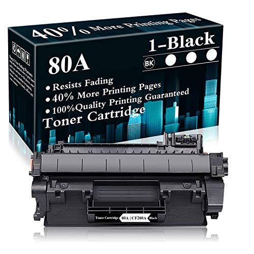 1 Black 80A | CF280A Toner Cartridge Replacement for HP Laserjet Pro 400 M401n M401dw M401dne M401dn MFP M425dn Printer,Sold by TopInk