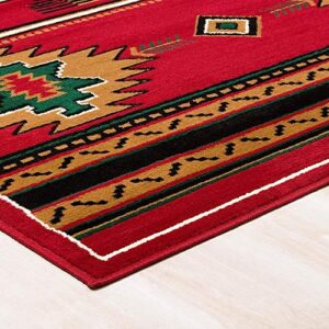 Champion Rugs Southwest Native American Navajo Indian Rustic Lodge Aztec Geometric Modern Area Rug Design in Red (5’ 3” X 7’ 5”)