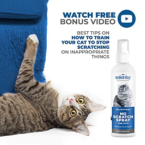 Mighty Petz Cat Repellent Spray for Furniture for Indoor and Outdoor Use – No Cat Scratching Spray – Alcohol Free Cat Deterrent – Cat Spray Behavioral Training Aid – Couch Protector, 8 oz