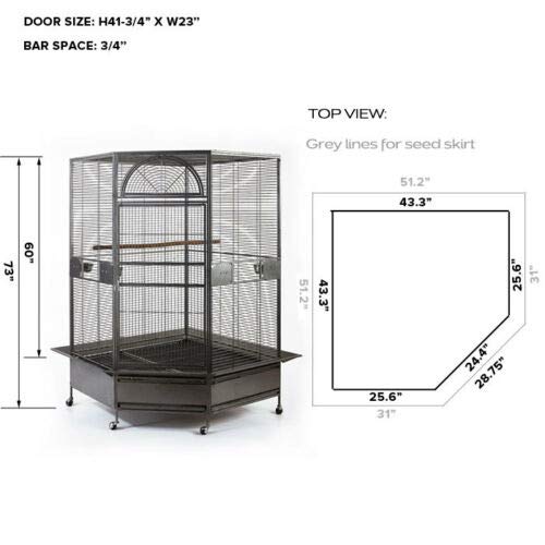 Seny Parrot Escape Jumbo Corner Bird Cage Aviary (X-Large)