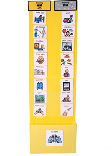 Two Strip Night & Day Daily Schedule Great Visual Behavioral Tool for Structure at Home, School & in The Community. (Laminate 60 PCS, Yellow)