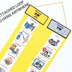 Two Strip Night & Day Daily Schedule Great Visual Behavioral Tool for Structure at Home, School & in The Community. (Laminate 60 PCS, Yellow)