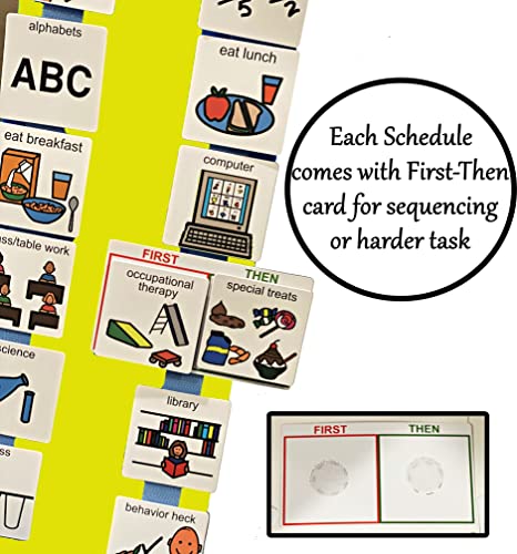 Two Strip Night & Day Daily Schedule Great Visual Behavioral Tool for Structure at Home, School & in The Community. (Laminate 60 PCS, Yellow)